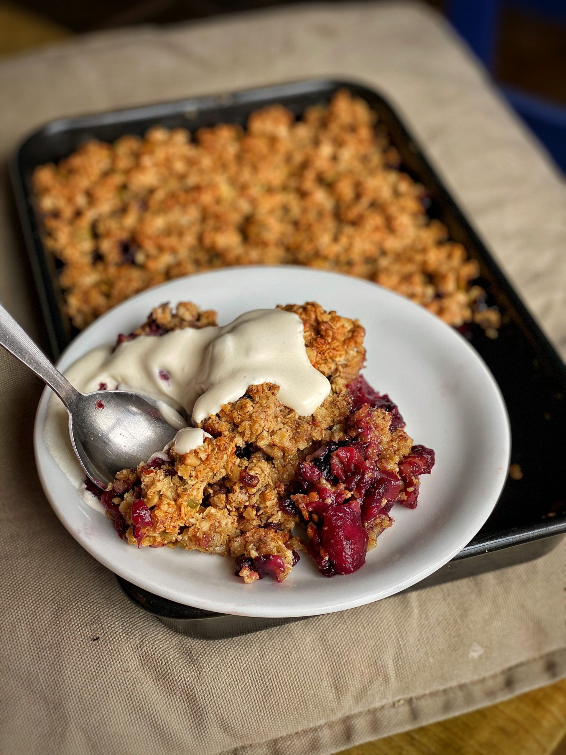 Berry and Apple Crumble - Low FODMAP & Gluten Free - The Happy Pear