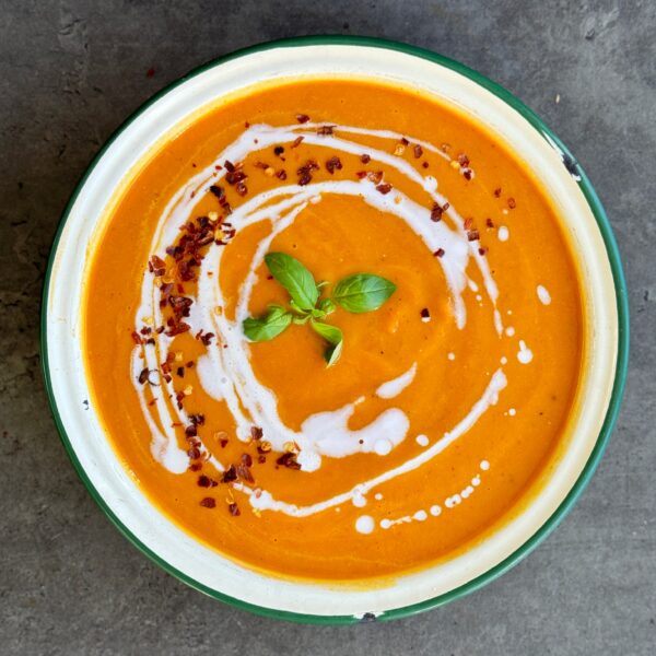 Roasted Tomato and Pumpkin Tray Bake Soup - The Happy Pear