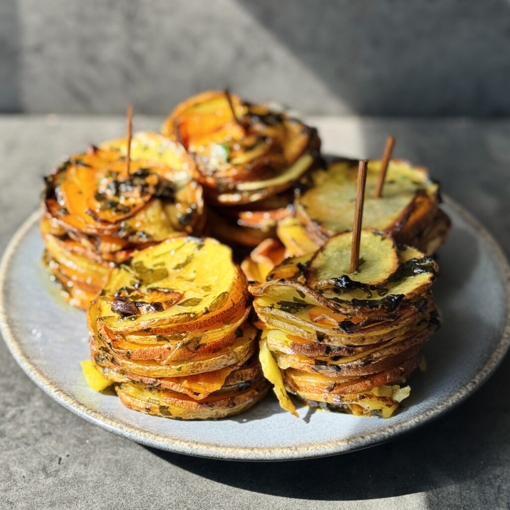 Wild Garlic Potato Towers - The Happy Pear