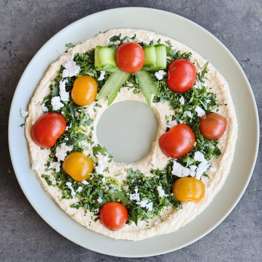 Hummus Christmas Wreath - The Happy Pear