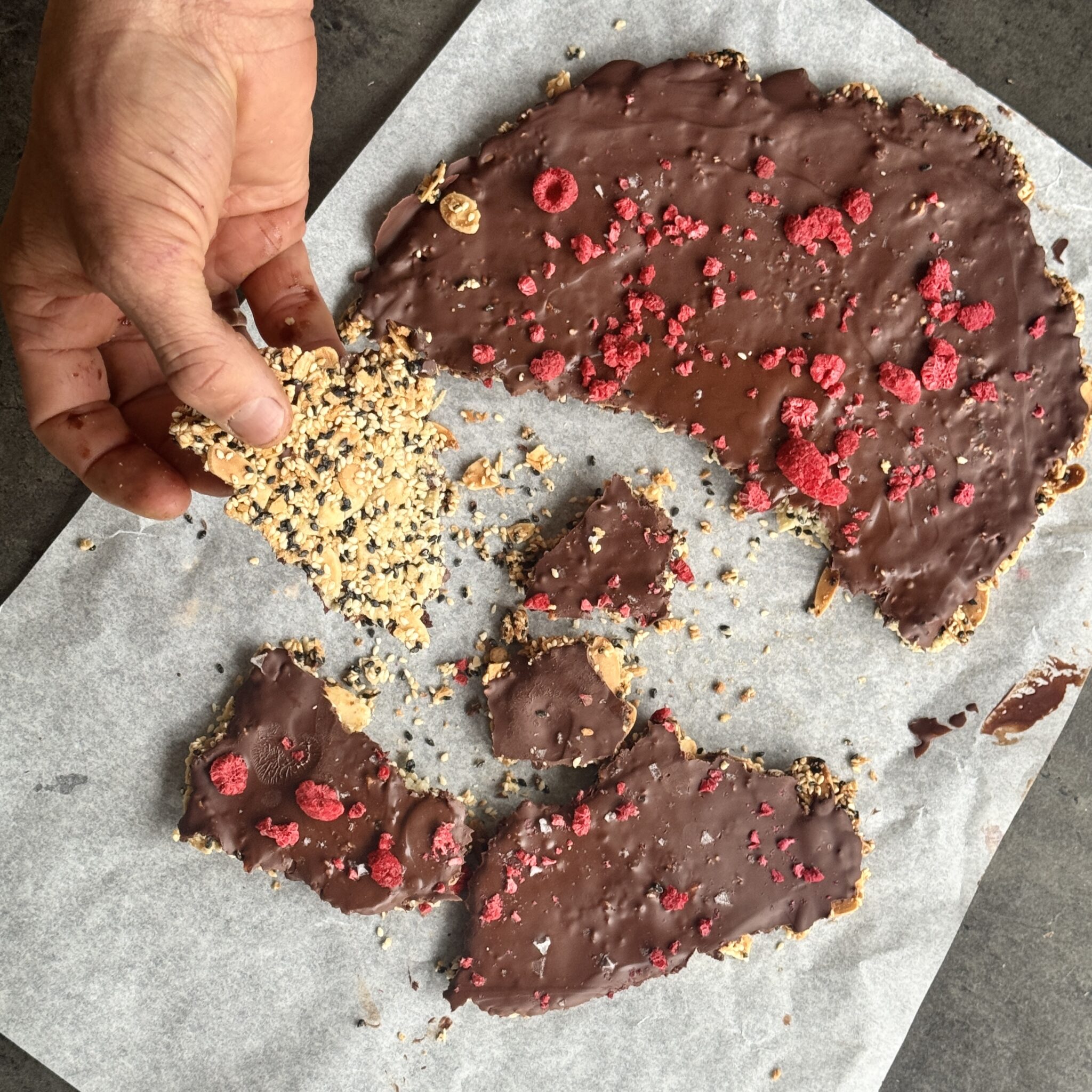 Chocolate Sesame Brittle - The Happy Pear